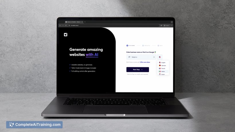 Netjet.io, Free No-Code Website Builder