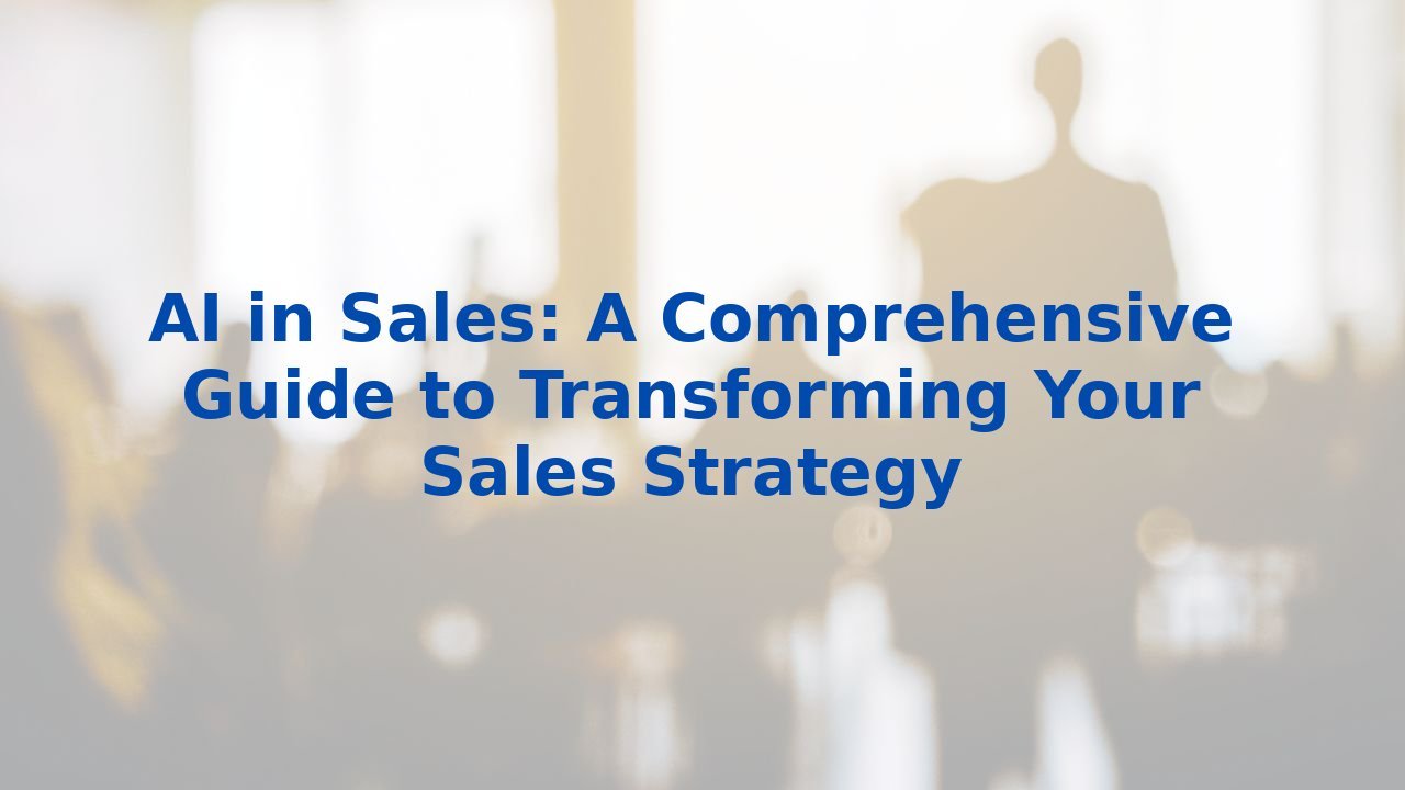 Ai In Sales A Comprehensive Guide To Transforming Your Sales Strategy