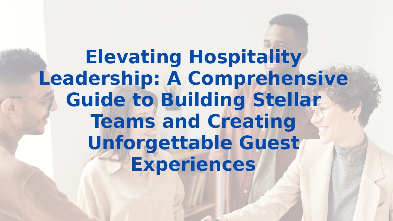 Elevating Hospitality Leadership: A Comprehensive Guide to Building ... Elevating Hospitality Leadership: A Comprehensive Guide to Building ...