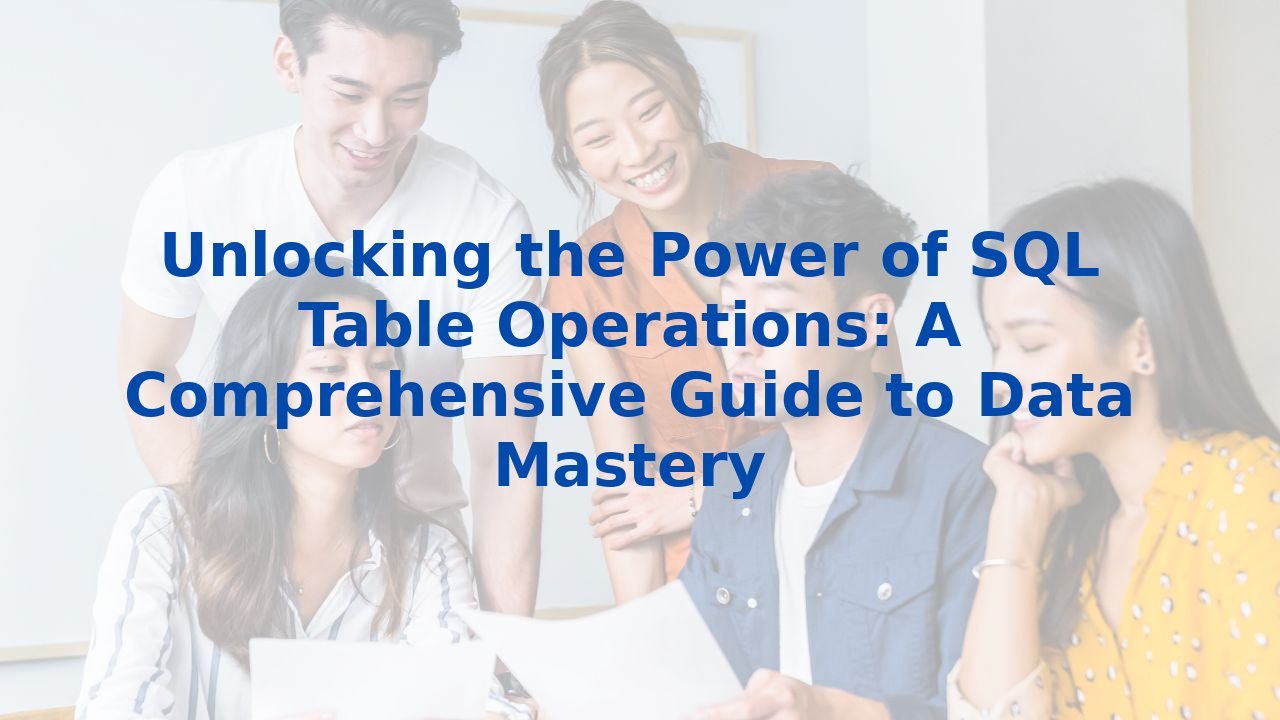 Unlocking the Power of SQL Table Operations: A Comprehensive Guide to Data Mastery